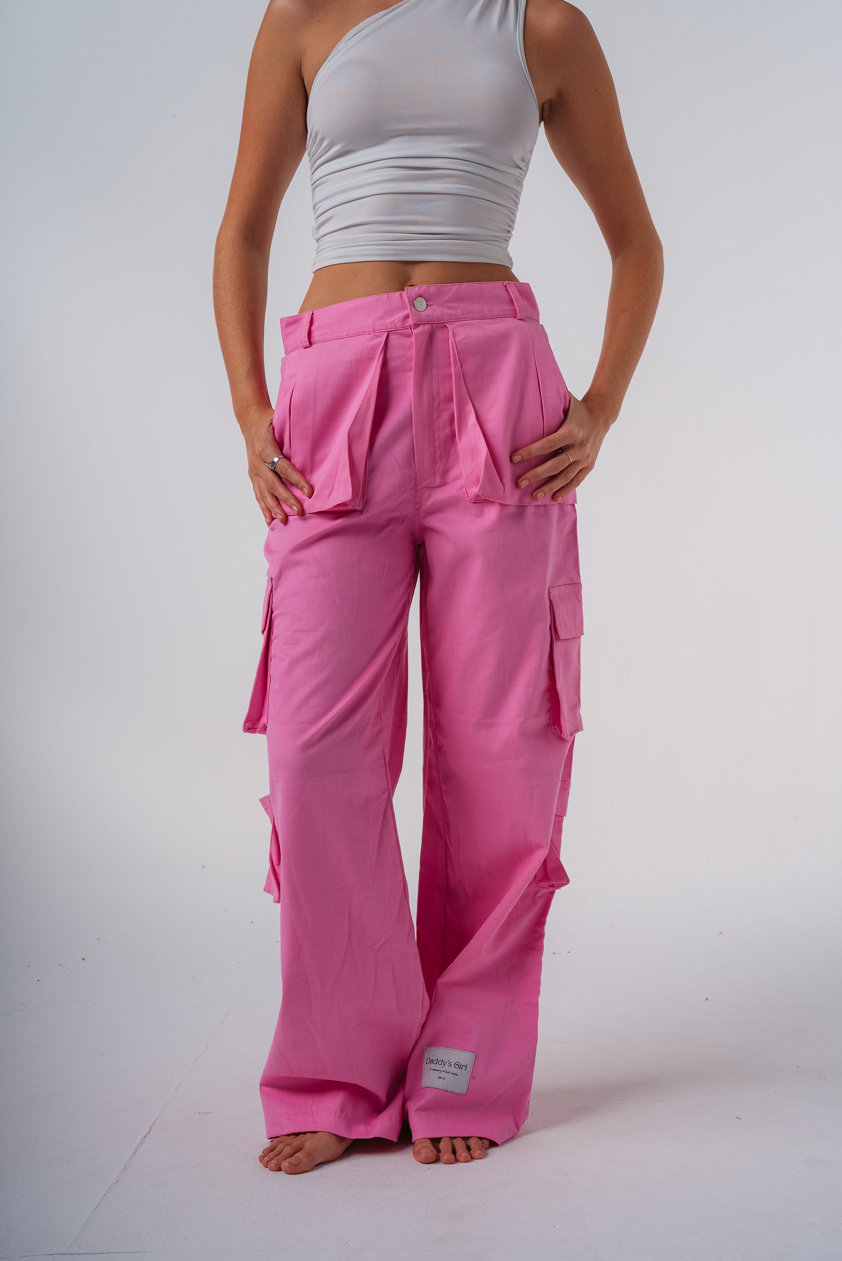8 Pockets Cargo Pants in Pink – Daddy's Girl